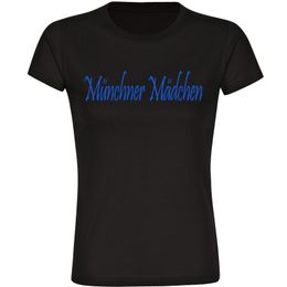 multifanshop Damen T-Shirt - München blau - Münchner Mädchen - Druck blau - Frauen