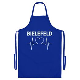 multifanshop® Grillschürze - Bielefeld - Herzschlag - Druck weiß