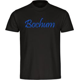 multifanshop Herren T-Shirt - Bochum - Schriftzug - Druck blau - Männer