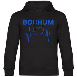 multifanshop® Kapuzen Sweatshirt - Bochum - Herzschlag - Druck blau