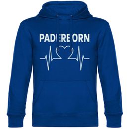 multifanshop® Kapuzen Sweatshirt - Paderborn - Herzschlag - Druck weiß