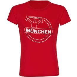 multifanshop® Damen T-Shirt - München rot - Meine Fankurve - Druck weiß