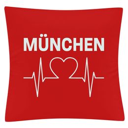 multifanshop® Kissenbezug - München rot - Herzschlag - Druck weiß