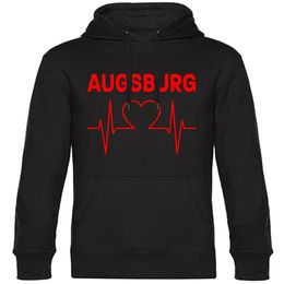 multifanshop® Kapuzen Sweatshirt - Augsburg - Herzschlag - Druck rot