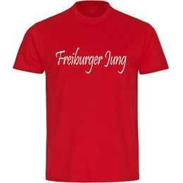 multifanshop® Herren T-Shirt - Freiburg - Freiburger Jung - Druck weiß