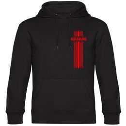 multifanshop® Kapuzen Sweatshirt - Augsburg - Streifen - Druck rot