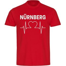 multifanshop® Herren T-Shirt - Nürnberg - Herzschlag - Druck weiß