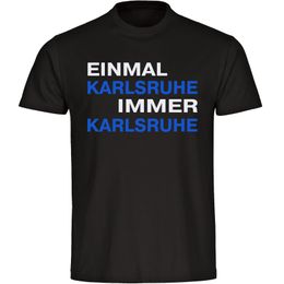 multifanshop Herren T-Shirt - Karlsruhe - Einmal Immer - Druck blau - Männer