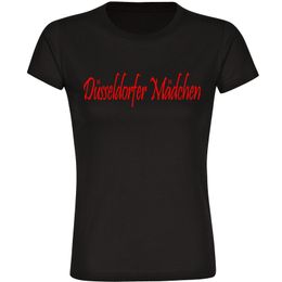 multifanshop Damen T-Shirt - Düsseldorf - Düsseldorfer Mädchen - Druck rot - Frauen