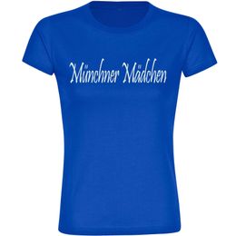 multifanshop® Kinder T-Shirt - München blau - Münchner Mädchen - Druck weiß