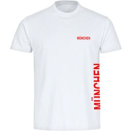 multifanshop Herren T-Shirt - München rot - Brust & Seite - Druck rot - Männer