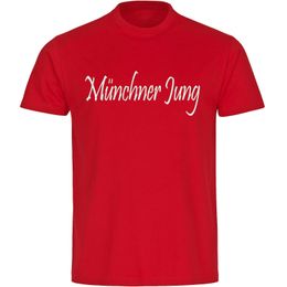 multifanshop Herren T-Shirt - München rot - Münchner Jung - Druck weiß - Männer