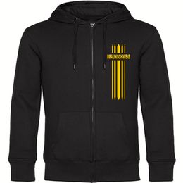 multifanshop® Kapuzen Sweatshirt Jacke - Braunschweig - Streifen - Druck gelb