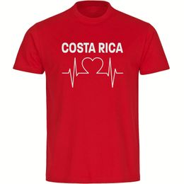 multifanshop® Herren T-Shirt - Costa Rica - Herzschlag - Druck weiß