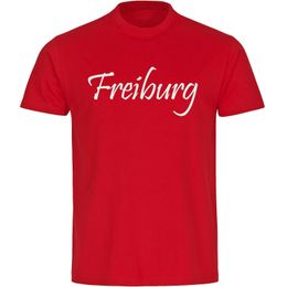 multifanshop® Herren T-Shirt - Freiburg - Schriftzug - Druck weiß