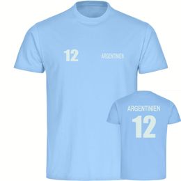 multifanshop® Herren T-Shirt - Argentinien - Trikot 12 - Druck weiß