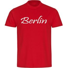 multifanshop® Herren T-Shirt - Berlin rot - Schriftzug - Druck weiß