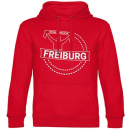 multifanshop® Kapuzen Sweatshirt - Freiburg - Meine Fankurve - Druck weiß