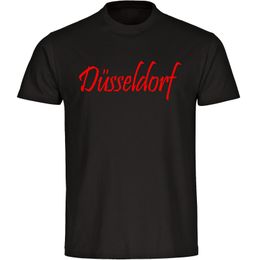 multifanshop® Herren T-Shirt - Düsseldorf - Schriftzug - Druck rot