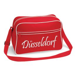 multifanshop® Retrotasche - Düsseldorf - Schriftzug - Druck weiß