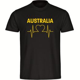 multifanshop® Herren T-Shirt - Australia - Herzschlag - Druck gelb