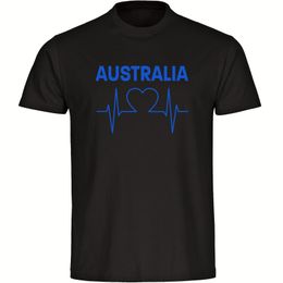 multifanshop® Herren T-Shirt - Australia - Herzschlag - Druck blau