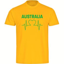 multifanshop Kinder T-Shirt - Australia - Herzschlag - Druck grün - Kind