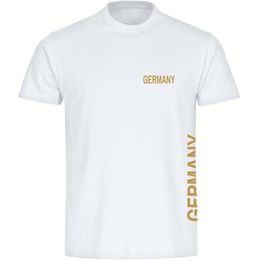 multifanshop® Herren T-Shirt - Germany - Brust & Seite Gold - Druck gold metallic