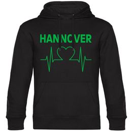 multifanshop® Kapuzen Sweatshirt - Hannover - Herzschlag - Druck grün