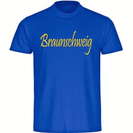 multifanshop® Herren T-Shirt - Braunschweig - Schriftzug - Druck gelb