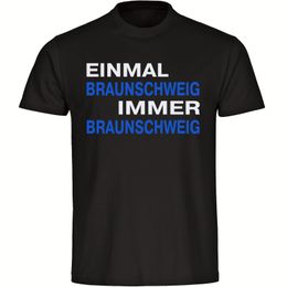 multifanshop® Herren T-Shirt - Braunschweig - Einmal Immer - Druck blau