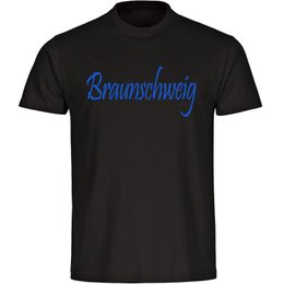 multifanshop® Herren T-Shirt - Braunschweig - Schriftzug - Druck blau