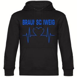 multifanshop® Kapuzen Sweatshirt - Braunschweig - Herzschlag - Druck blau