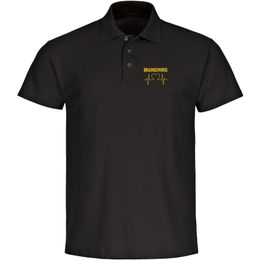 multifanshop® Poloshirt - Braunschweig - Herzschlag - Druck gelb