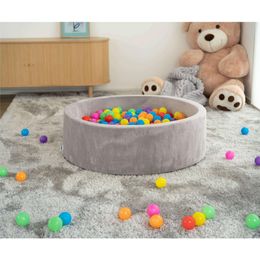 Home Deluxe Bällebad Samt inkl. Spielbälle Bunt TWIRL 100 x 100 cm Grau