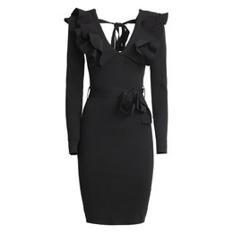 Influencer Knitted dress female Black size S