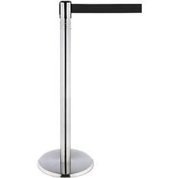 RS-GUIDESYSTEMS Gurtpfosten, Edelstahl, 360° Drehkopf, Höhe 1000 mm, Gurtbandmaß L 2300 x B 50 mm, Gurtfarbe schwarz