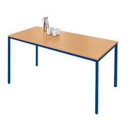 Schäfer Shop Schäfer Shop Pure Stahlrohrtisch, Rechteck, Quadratrohrfuß, B 1600 x T 800 x H 720 mm, Buche/enzianblau
