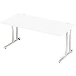Schäfer Shop Schäfer Shop Select Schreibtisch COMBITEC, Rechteck, C-Fuß, B 1800 x T 800 x H 677-817 mm, weiß/weißaluminium