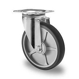 CASCOO Lenkrolle P2G2, mit Rad-ø 200 mm x B 40 mm, Polypropylen-Felge, Elastomer-Lauffläche, grau, Kugellager, bis 250 kg