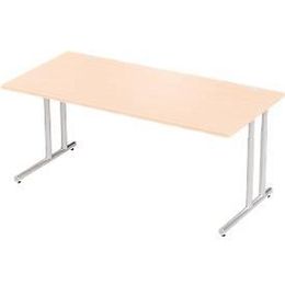 Schäfer Shop Schäfer Shop Select Schreibtisch COMBITEC, Rechteck, C-Fuß, B 1800 x T 800 x H 677-817 mm, Ahorn/weißaluminium