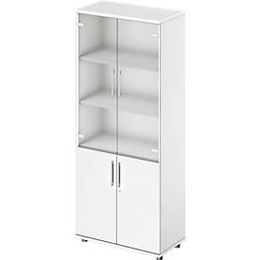 Schäfer Shop Schäfer Shop Genius Kombischrank TETRIS WOOD, 5 OH, H 1910 mm Glas- und Flügeltüren, Höhe inkl. Gleiter, weiß