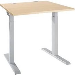 Schäfer Shop Schäfer Shop Select Schreibtisch ERGO-T 2.0, Quadrat, T-Fuß, B 800 x T 800 x H 675-895 mm, Ahorn/weißalu