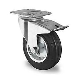 CASCOO Lenkrolle SWS4, mit Totalfeststeller, Rad-ø 200 mm x B 50 mm, Vollgummi-Lauffläche, schwarz, Rollenlager, bis 205 kg