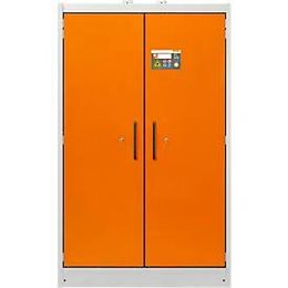 CEMO Sicherheitsschrank Typ 90 PROline 12/20, selbstschließende Türen, B 1200 x T 600 x H 1950 mm, 66 Liter, grau/orange