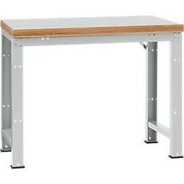 Manuflex Werkbank Profi Standard, Tischplatte Kunststoff B 1250 x T 700, lichtgrau