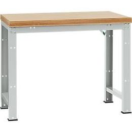 Manuflex Werkbank Profi Standard, Tischplatte Multiplex B 1250 x T 700, lichtgrau