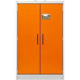 CEMO Sicherheitsschrank Typ 90 PROline 12/20, selbstschließende Türen, B 1200 x T 600 x H 1950 mm, 33 Liter, grau/orange