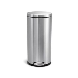 simplehuman 30L runder Tretmülleimer, gebürsteter Edelstahl