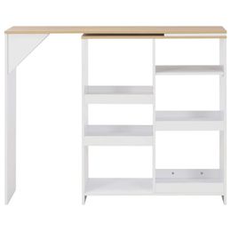 vidaXL Bartisch mit Beweglichem Regal Weiß 138x39x110 cm